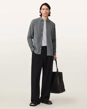 ALLSAINTS Lorella Textured Ramskull Shirt - Grey