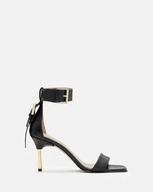 ALLSAINTS Noir Leather Buckle Heels