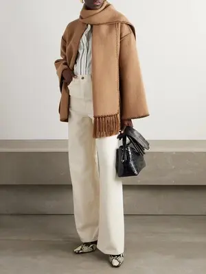 TOTEME Draped Fringed Wool-blend Bouclé Jacket