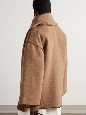 TOTEME Draped Fringed Wool-blend Bouclé Jacket