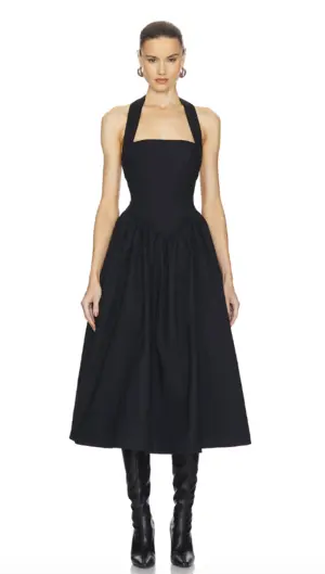 HELSA Faille Halter Midi Dress