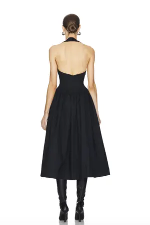 HELSA Faille Halter Midi Dress