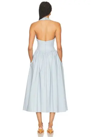 HELSA Faille Halter Midi Dress - Pale Blue