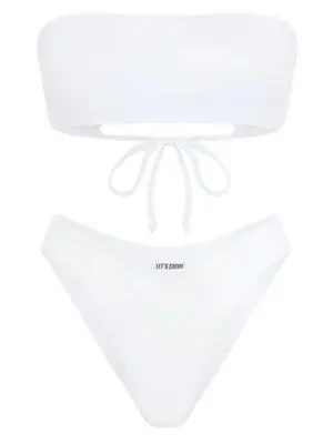 LET'S SWIM Bandeau Bikini Top - White
