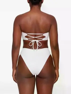 LET'S SWIM Bandeau Bikini Top - White
