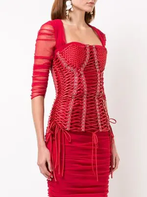 Dolce & Gabbana Lace-detail Satin Corset Top