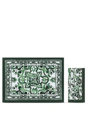 Dolce & Gabbana Maiolica-print Placemat And Napkin - Green