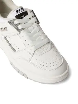 MSGM Logo-debossed Leather Sneakers