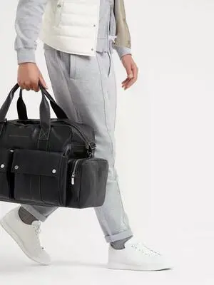 Brunello Cucinelli Grained Leather Leisure Bag - Black