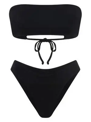 LET'S SWIM Bandeau Bikini Top - Black