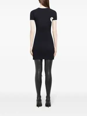 COURREGES Asymmetric-neck Mini Dress - Black