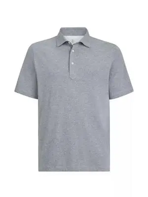 Brunello Cucinelli Cotton Jersey Polo With Shirt-style Collar - Grey
