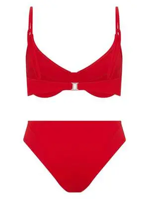 LET'S SWIM Wired Bralette Bikini Top - Red