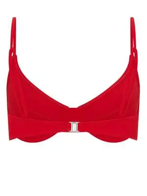 LET'S SWIM Wired Bralette Bikini Top - Red