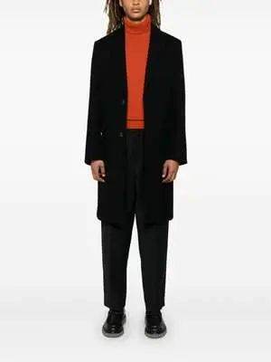 Ami Single-breasted Felted Coat - Black