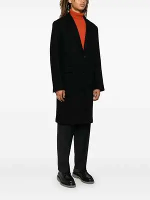 Ami Single-breasted Felted Coat - Black