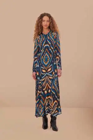 Farm Rio Ikat Viscose Maxi Dress