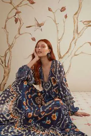 Farm Rio Pineaple Ikat Maxi Dress