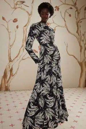knee length dresses for ladies Pink Banana Leaves Maxi Dress – FARM Rio main image 1
