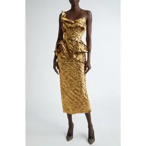 JASON WU Sculpted Metallic Jacquard Strapless Cocktail Dress