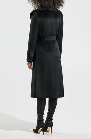 Sentaler Shawl Collar Alpaca & Wool Longline Wrap Coat - Black
