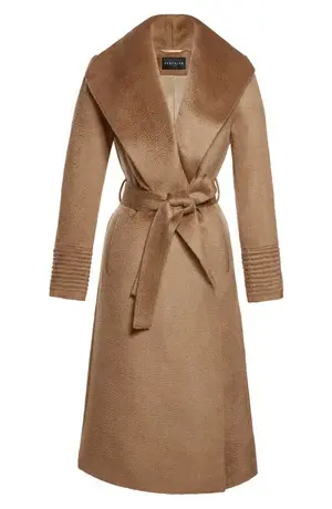 Sentaler Shawl Collar Alpaca & Wool Longline Wrap Coat - Dark Camel
