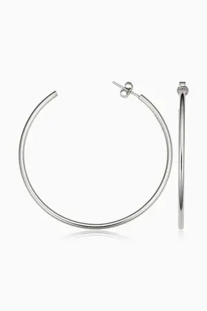 ORADINA 14k Gold Sicily Hoop Earrings - White Gold