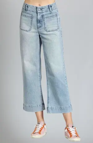 APNY Wide Leg Ankle Jeans - Light Indigo