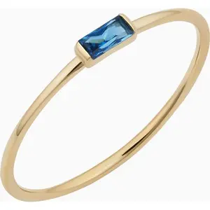 ORADINA 14k Gold Fresco Baguette Ring - Blue Cubic Zirconia