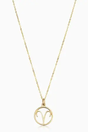 ORADINA 14k Gold Zodiac Pendant Necklace - Aries