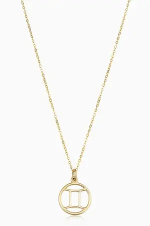 ORADINA 14k Gold Zodiac Pendant Necklace - Gemini