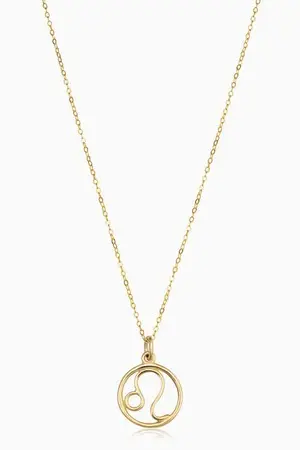 ORADINA 14k Gold Zodiac Pendant Necklace - Leo