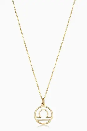 ORADINA 14k Gold Zodiac Pendant Necklace - Libra