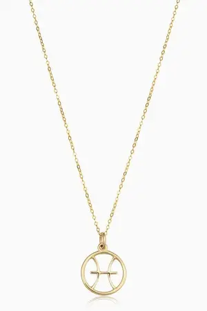 ORADINA 14k Gold Zodiac Pendant Necklace - Pisces