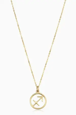 ORADINA 14k Gold Zodiac Pendant Necklace - Sagittarius