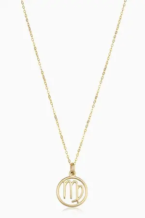 ORADINA 14k Gold Zodiac Pendant Necklace - Virgo