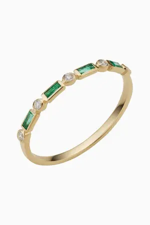 ORADINA 14k Gold Crown Jewels Diamond Ring - Gold/green