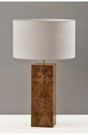 ADESSO Frederick Table Lamp - Burled Wood W/ Antique Brass