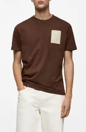 Mango Cotton Graphic T-shirt Brown