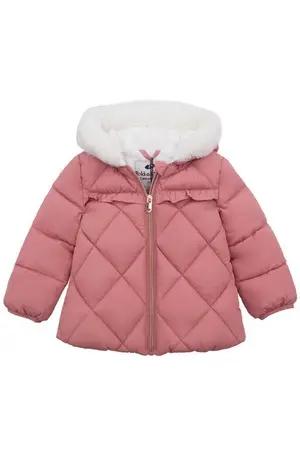 ROKKA&ROLLA Lined Hooded Puffer Jacket - Pink Coral