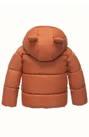 ROKKA&ROLLA Baby Fleece Lined Bear Puffer Jacket - Orange