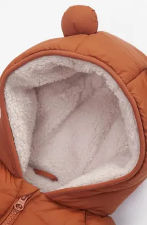 ROKKA&ROLLA Baby Fleece Lined Bear Puffer Jacket - Orange