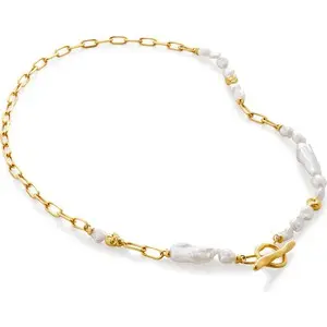 Monica Vinader X Amy Powney Keshi Pearl Chain Necklace - 18ct Gold Vermeil / Pearl