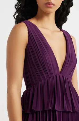 Lulus Tiered Pleated Gown - Eggplant