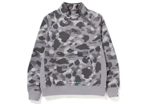 A BATHING APE Honeycomb Camo Side Zip Crewneck Sweatshirt - Grey