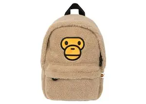 A BATHING APE All Baby Milo Mini Faux Fur Backpack - Beige