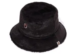 A BATHING APE Fur Bucket Hat - Black