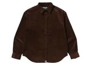 A BATHING APE One Point Corduroy Long Sleeve Shirt - Brown