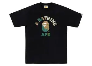 A BATHING APE Tie Dye College Tee Shirt - Black/beige