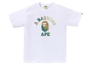 A BATHING APE Tie Dye College Tee Shirt - White/beige